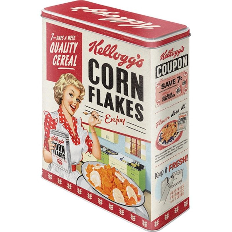 Caja Metal XL Kellogg's Corn Flakes Quality Cereal Retro Vintage NOS ...